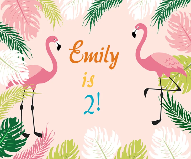 Flamingo birthday backdrop banner for party decor tropical styles girl ...