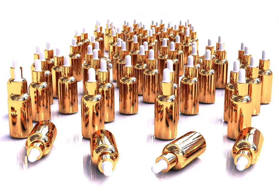 에센셜 오일 바이알 화장품 포장 병 30 개 골드 실버 유리 로션 드로퍼 병 유리 드로퍼 병 10ml 15ml 30mlpacking Bottlesglass