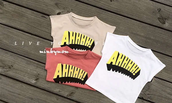 Europe fashion Children's Cotton T shirt kids boys tops letter "AHHHH ...