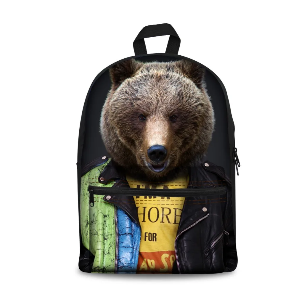 NoisyDesigns Boys Girls School Backpack Animals bear man printing ...