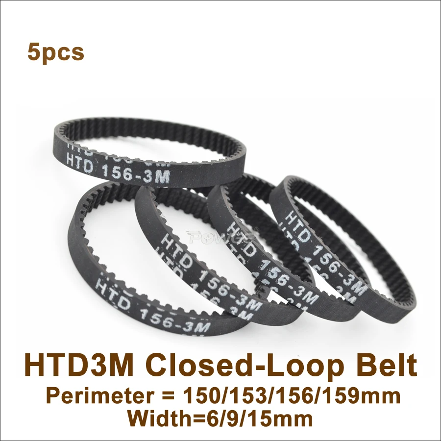 Powge 150 153 156 159 3m Synchronous Belt W=6/9/15mm Teeth=50/51/52/53 ...