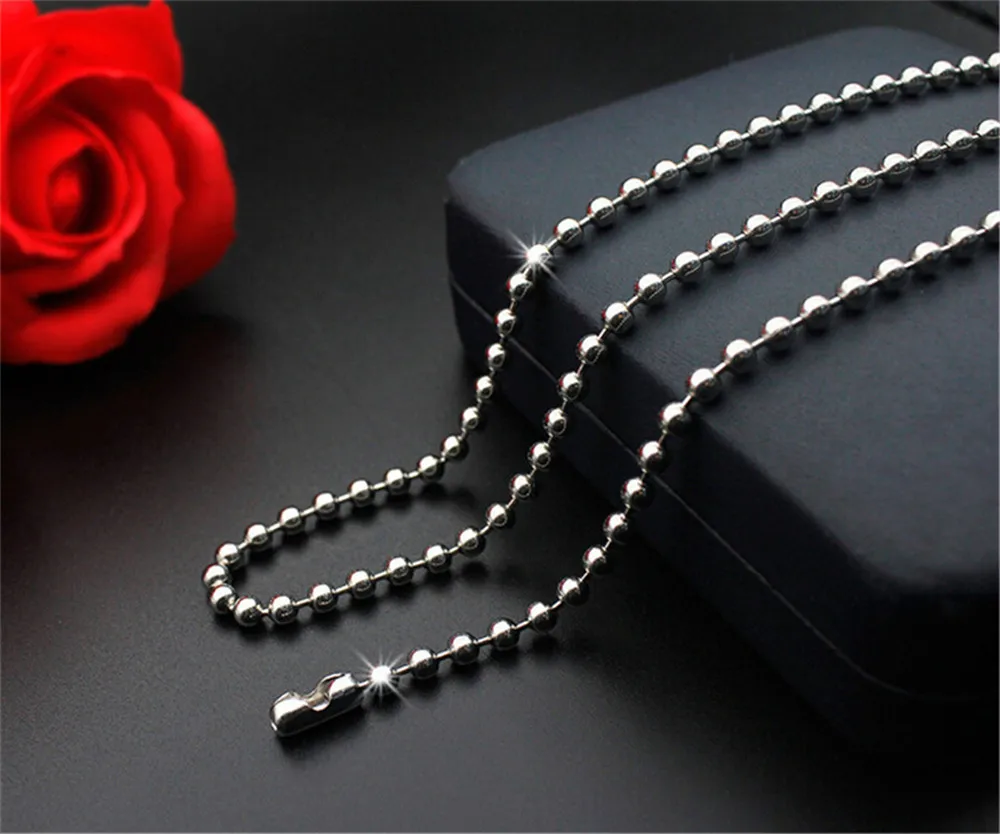 1pc Round Beads Chain Stainless steel 60cm 80cm necklace Chain fit ...