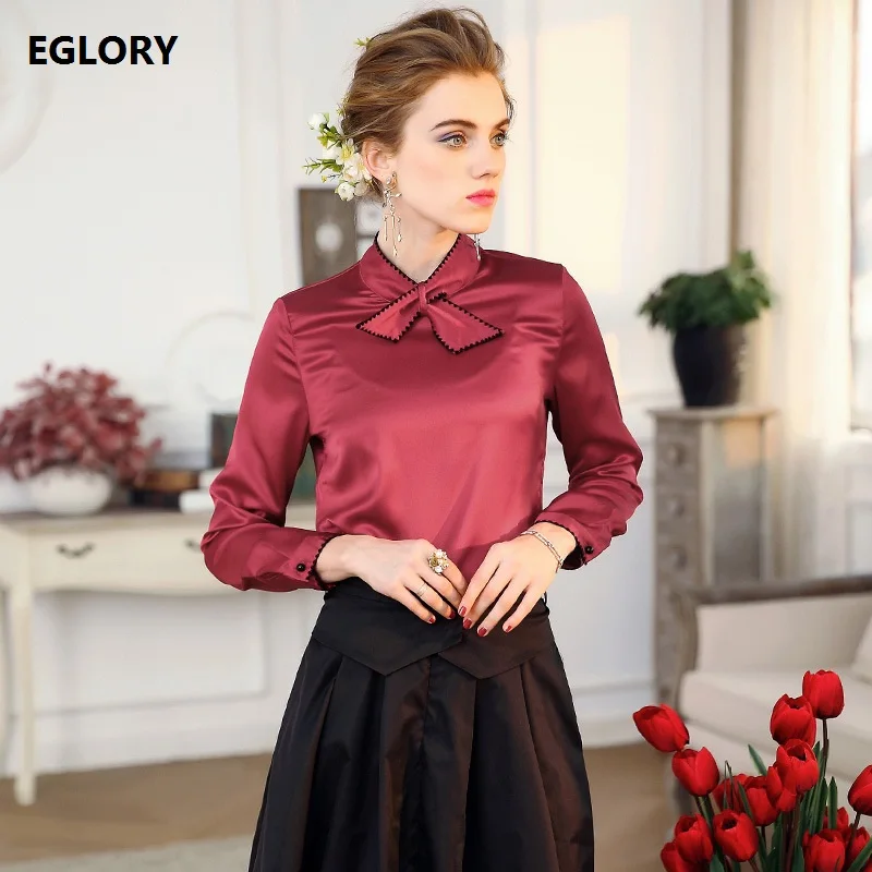 Elegant Blouse Formal Party Shirts Women Bow Tops 2018 Spring Ladies ...
