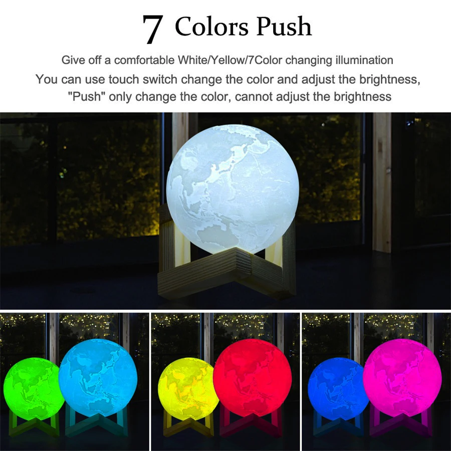 Earth Changing colors 3D Lamp | Ace Gems