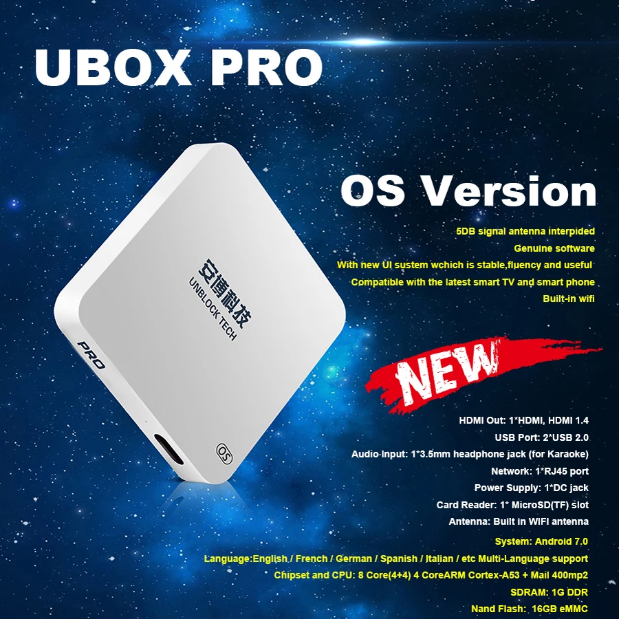 UNBLOCK TECH TV BOX Ubox OS Bluetooth Box Android5.1 IPTV for 1000 ...