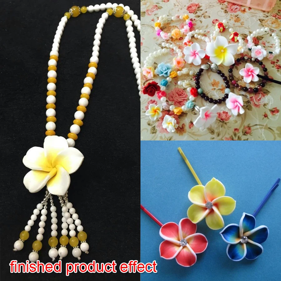 10pc/lot 30mm Handmade Fimo Polymer Clay Plumeria Flower Beads Diy ...
