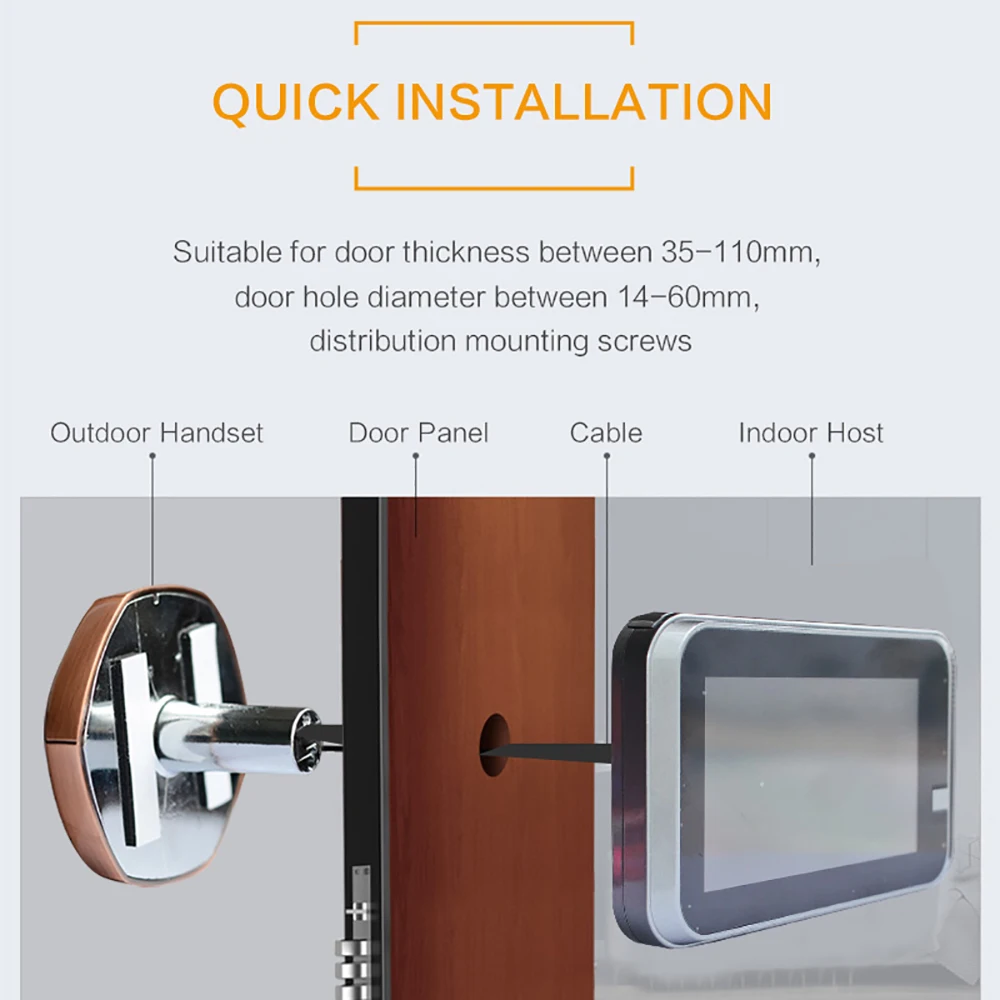 Digital Intercom Doorbell LCD Screen WI-FI Door bell Camera Peephole ...