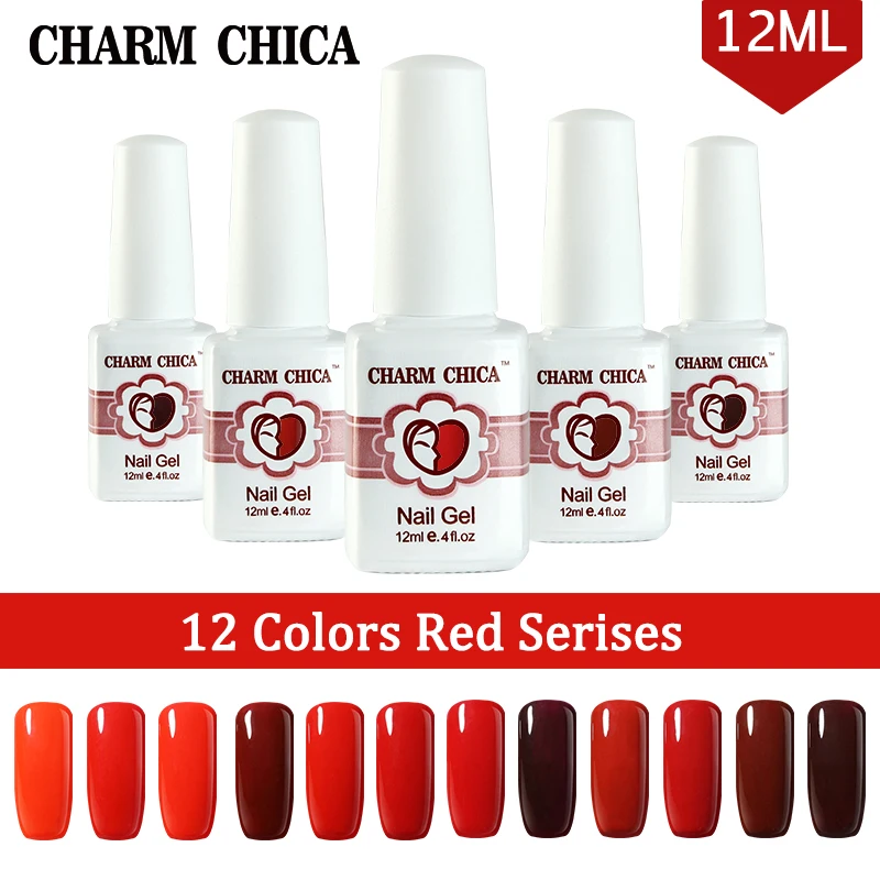 Charm Chica 12ml Decorative Nail Gel Red Fake Nails Color Red French ...