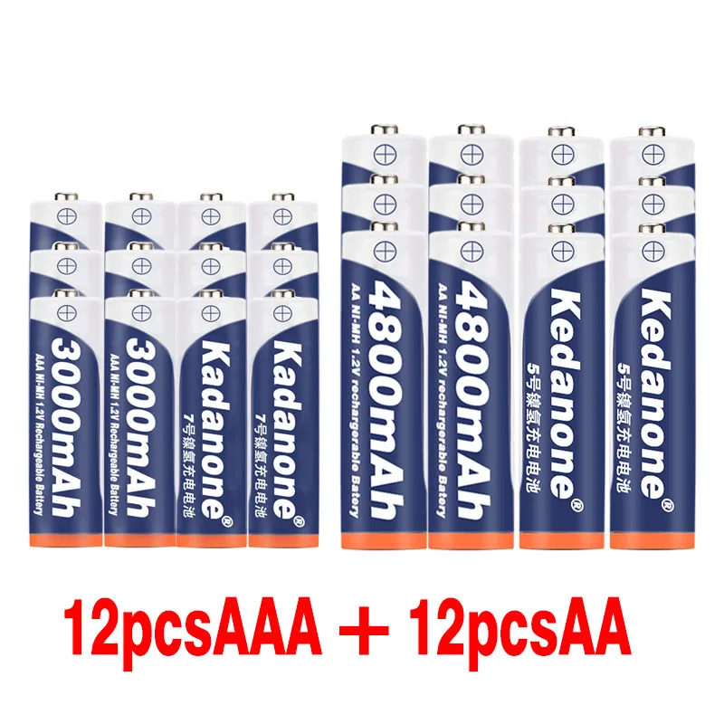1,2 в 4800 мАч NI MH AA Аккумуляторы+ AAA батарея 3000 мАч перезаряжаемая батарея NI-MH 1,2 В ...