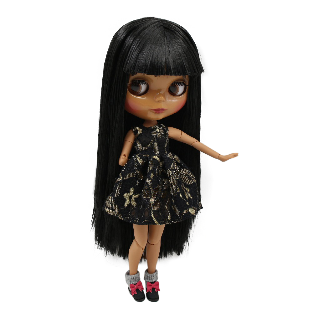 Neo Blythe Muñeca con cabello negro, piel oscura, cara linda y ...