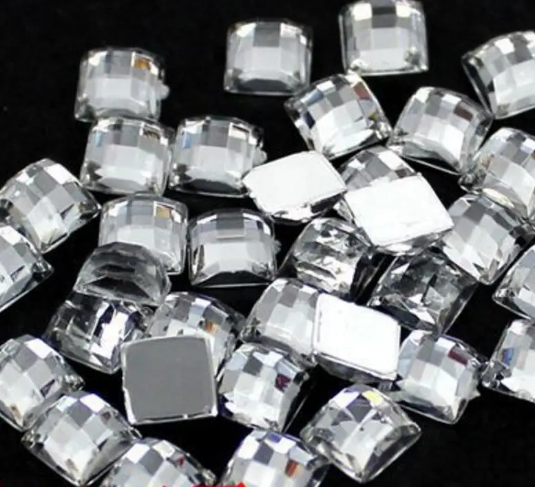 4mm-25mm Diy Bling Clear White Square Lattice Faceted Acrylic ...