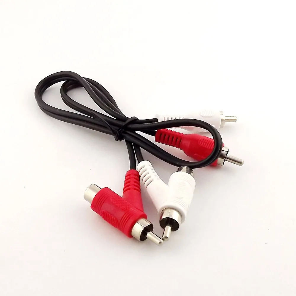 1pc RCA Audio Piggyback Stereo Connector Cable 2 Male to Male + Female ...