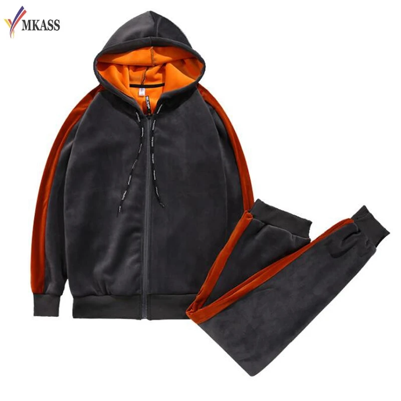 New Autumn Winter Men Tracksuit Winter Casual Hooded Tracksuit Set Male ...