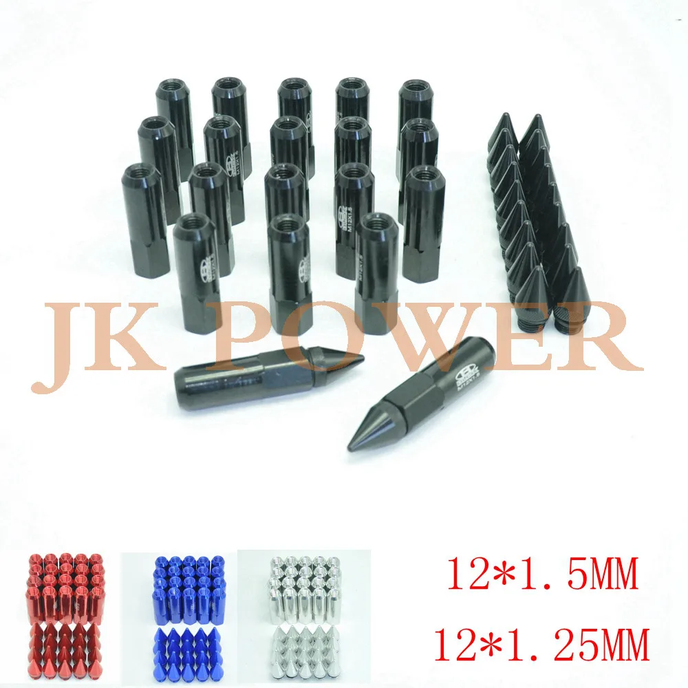 JK 20 Pieces/Set M12x1.5 M12*1.25 90MM 60MM Extended Lug Nut Bullet ...