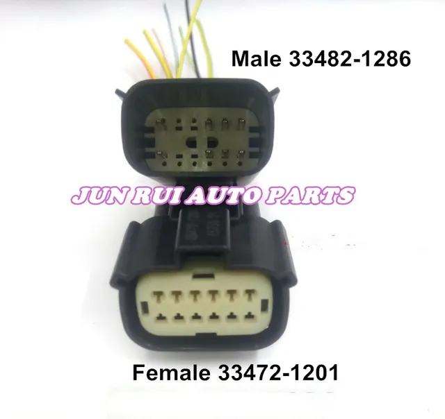 12 Pin Automotive Headlight Plug Female Male Connector 33472 1201 33482 ...