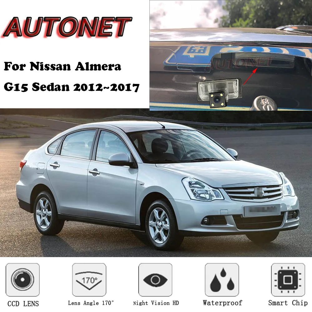Câmera de estacionamento traseira autonet, para nissan almera g15 sedan 2012 2013 2014 2015 2016 ...