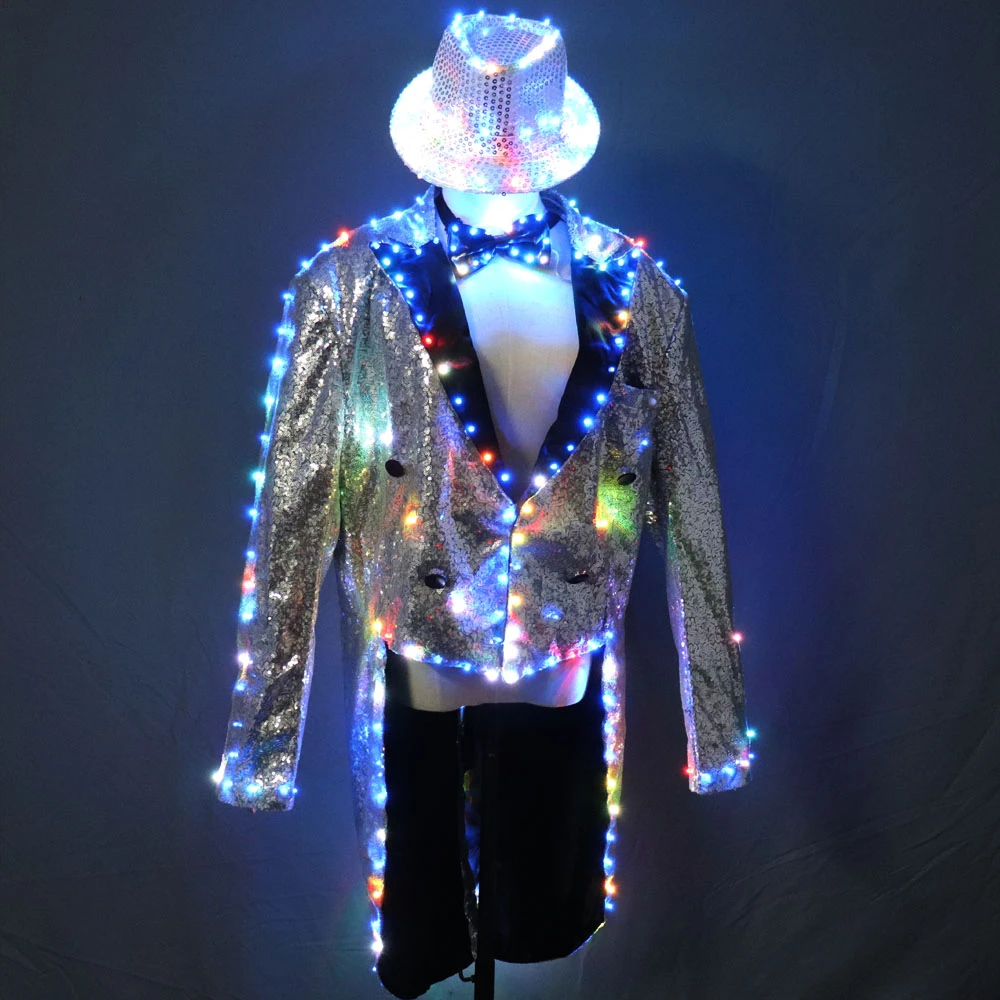 Fashion Swallowtail LED Tuxedo Luminous Costumes Glowing vestidos LED ...
