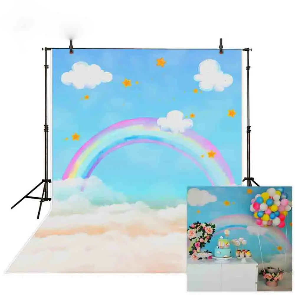 Mehofoto Photography Backdrops Rainbow Clouds Stars Lovely Backgrounds ...