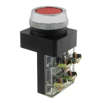AC 600V 6A Red Sign Panel Mount Momentary Push Button Switch DPST 1 NO ...