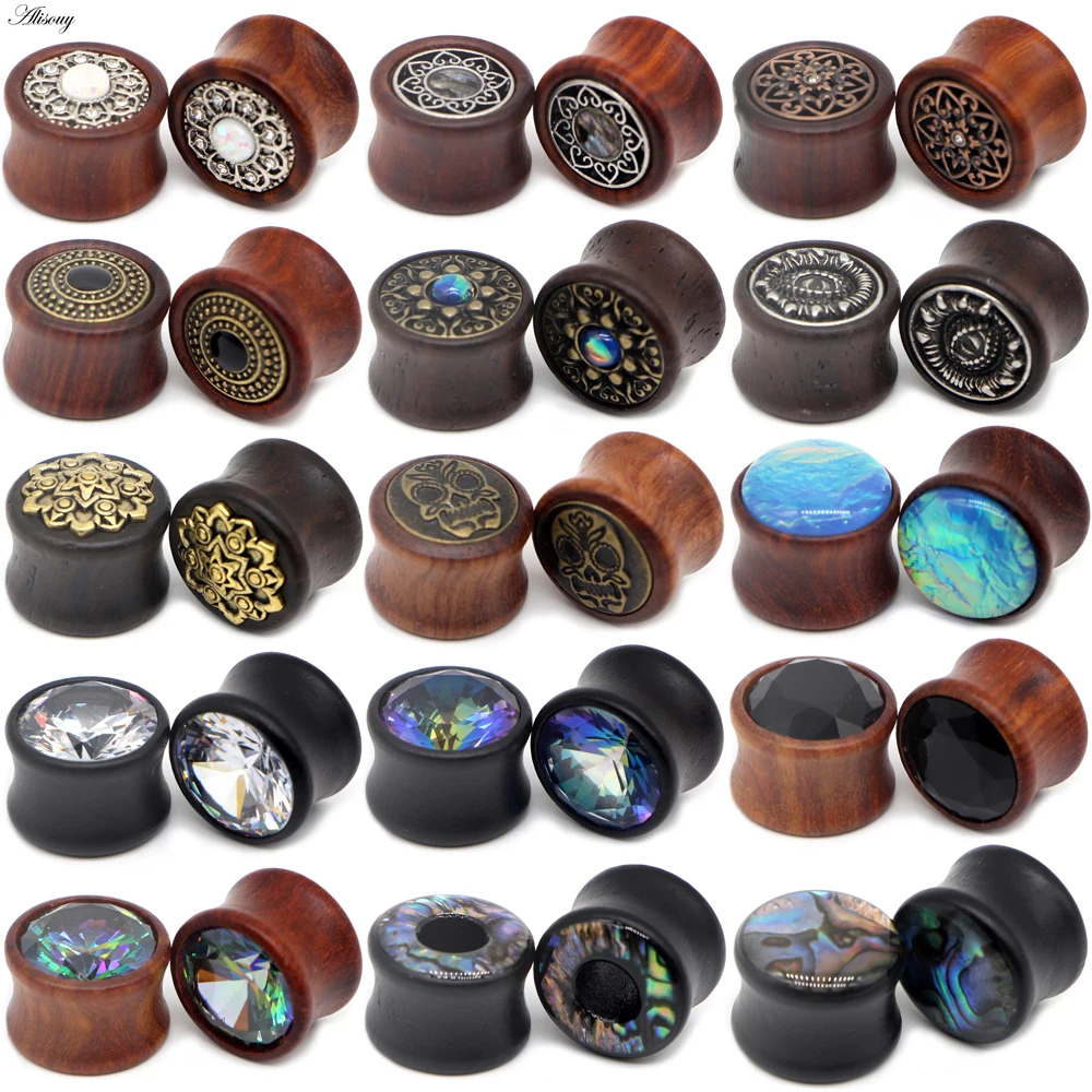 Alisouy-2PCS-Ear-Plugs-Wood-Flesh-Tunnels-Saddle-Ear-Gauges-8mm-30mm ...