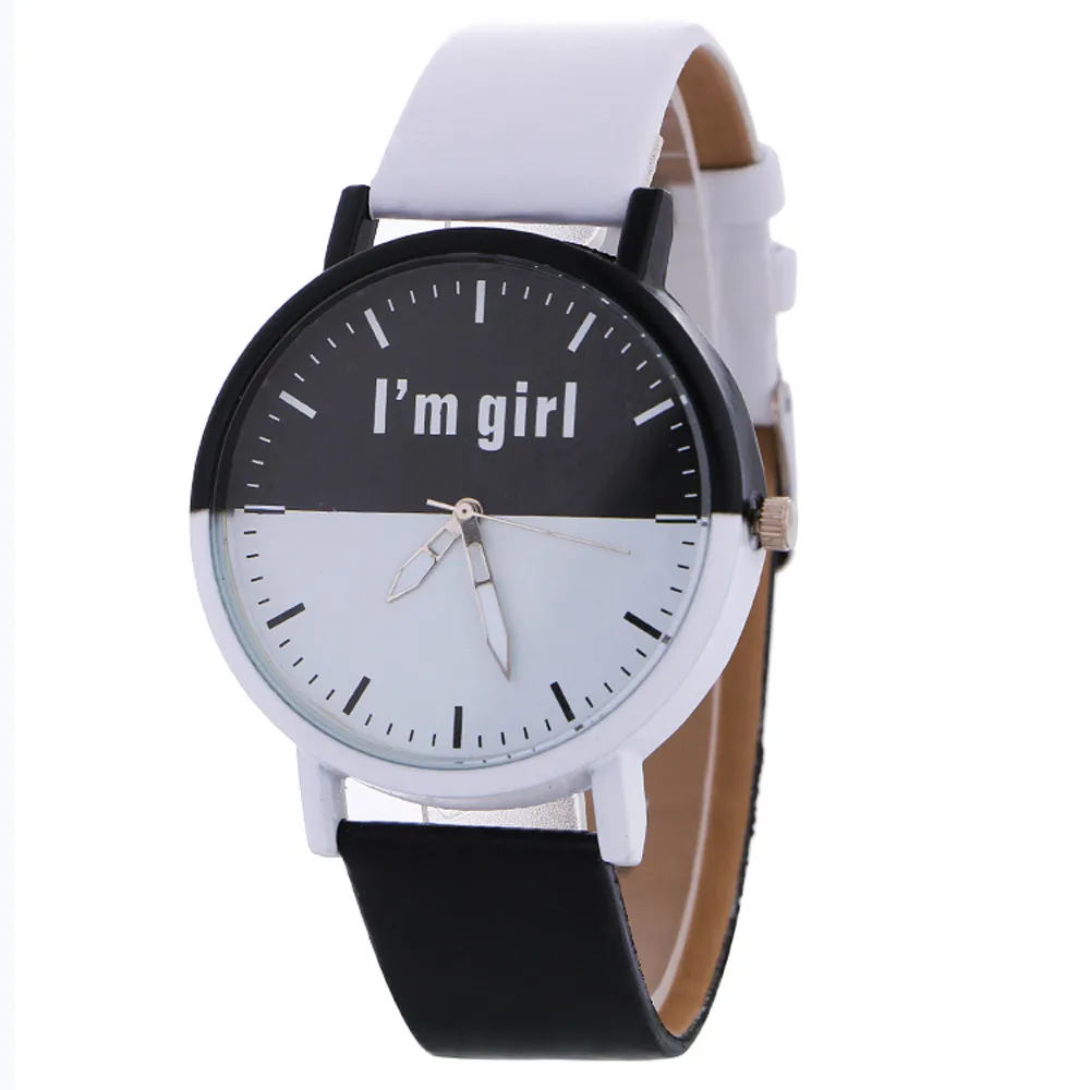 Fashion Women's Watch Neutral Black And White Pattern Leather Quartz ...