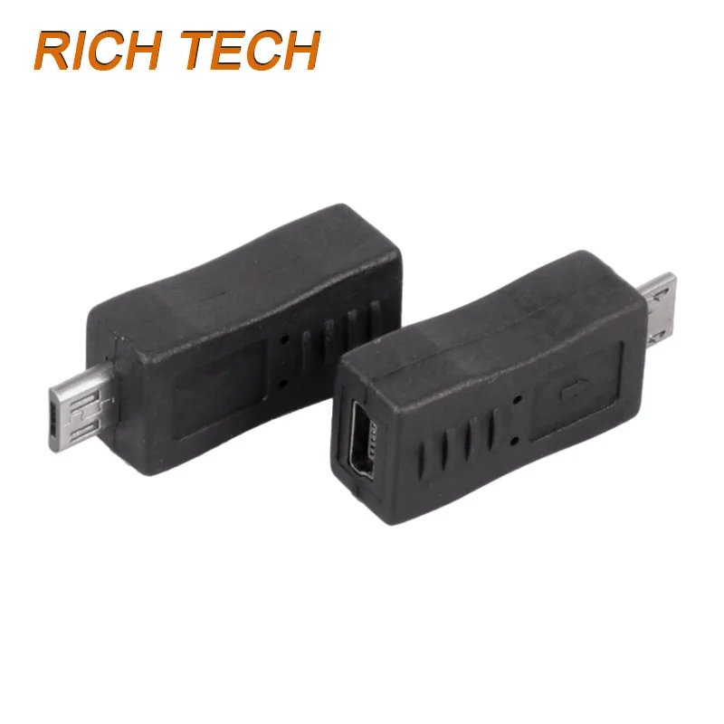100 unids/lote 5 pin mini USB jack hembra a 5 pin micro USB macho ...