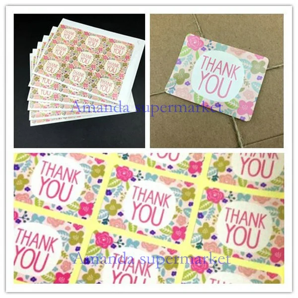 900pcs Thank You Rectangle Label Sticker Packaging Decorative Gift ...