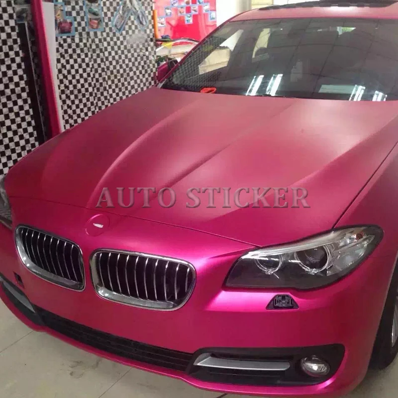 Rose Red Matte Metallic Chrome Vinyl Car Wrap With Air Bubble Free ...