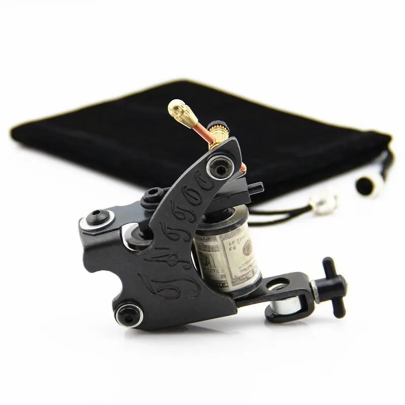 Black 10 Wrap Coils Steel Frame Tattoo Machine Shader & Liner Gun ...