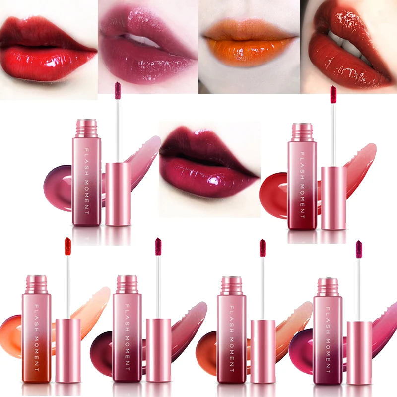 6 Colors Sexy Cherry Red Mirror 3d Clear Lip Gloss Lip Tint Glaze