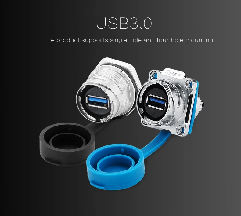 1/4 Bayonet Connecting USB3.0 Metal Shell Waterproof Data Connector ...