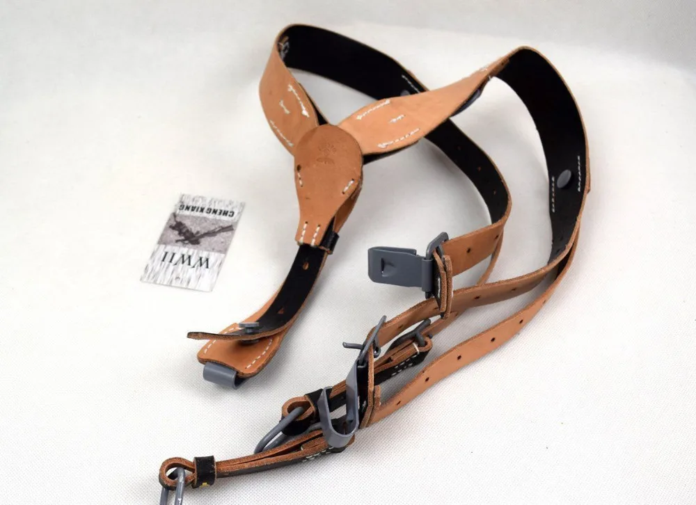 WW2 GERMAN ARMY Y STRAPS LEATHER SUSPENDERS LOAD BEARING COMBAT STRAP ...