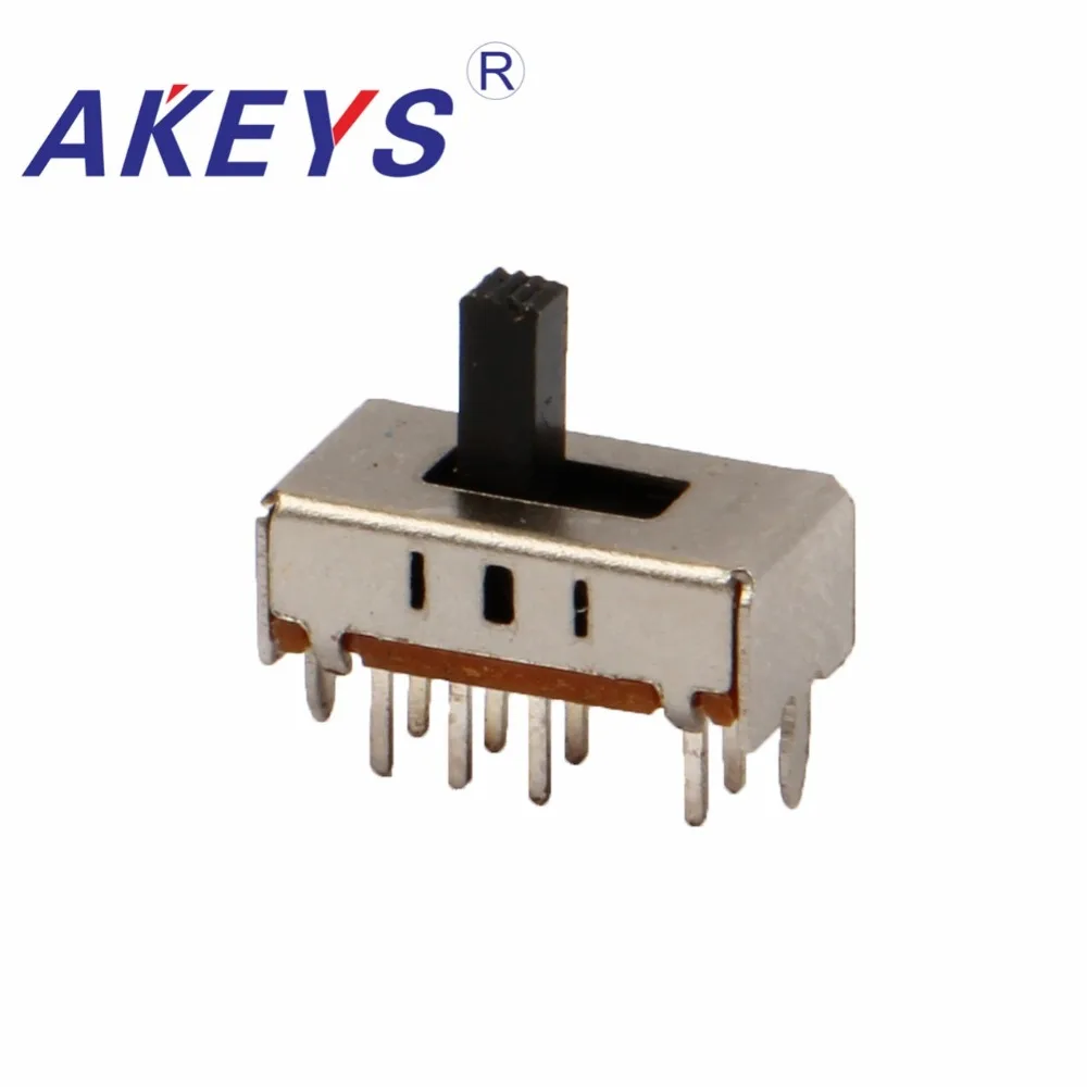 SS 23D06 2P3T Double pole three throw 3 position slide switch 8 solder lug pin verticle type ...