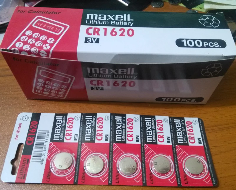 100Pcs/Lot maxell CR1620 Watch Car Remote Button Coin Cell Lithium 3V ...