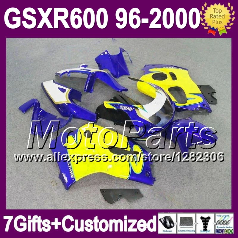 For SUZUKI GSXR600 1996 yellow blue 1997 1998 1999 2000 SRAD GSXR 600 ...