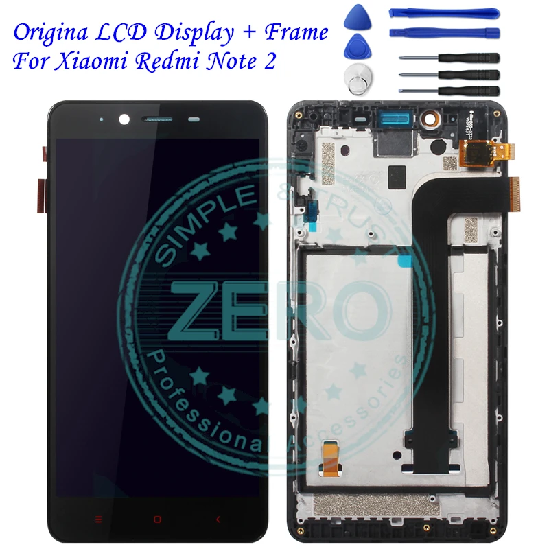 Original For Xiaomi Redmi Note 2 LCD Display + Frame 10 Touch Screen ...