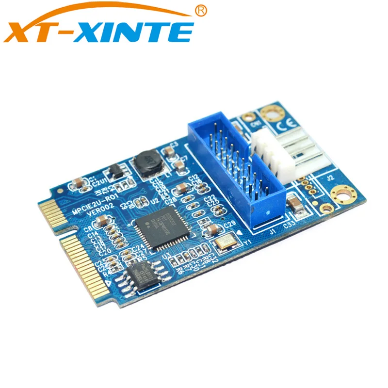 XT-XINTE MINI PCI-E a USB3.0, tarjeta elevadora PCI Express de 2 puertos a 4 pines, convertidor ...