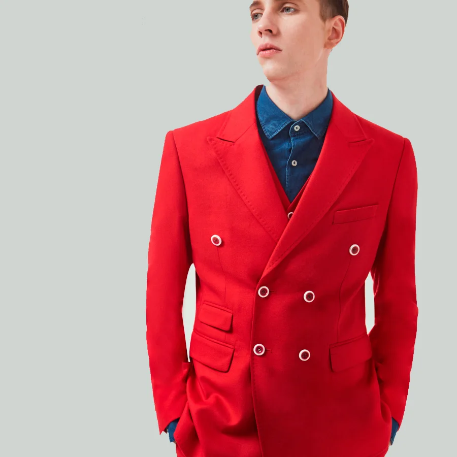 Classic Red Wedding Suits Groom Tuxedo for men 3 Pieces (Jackets+Vest ...