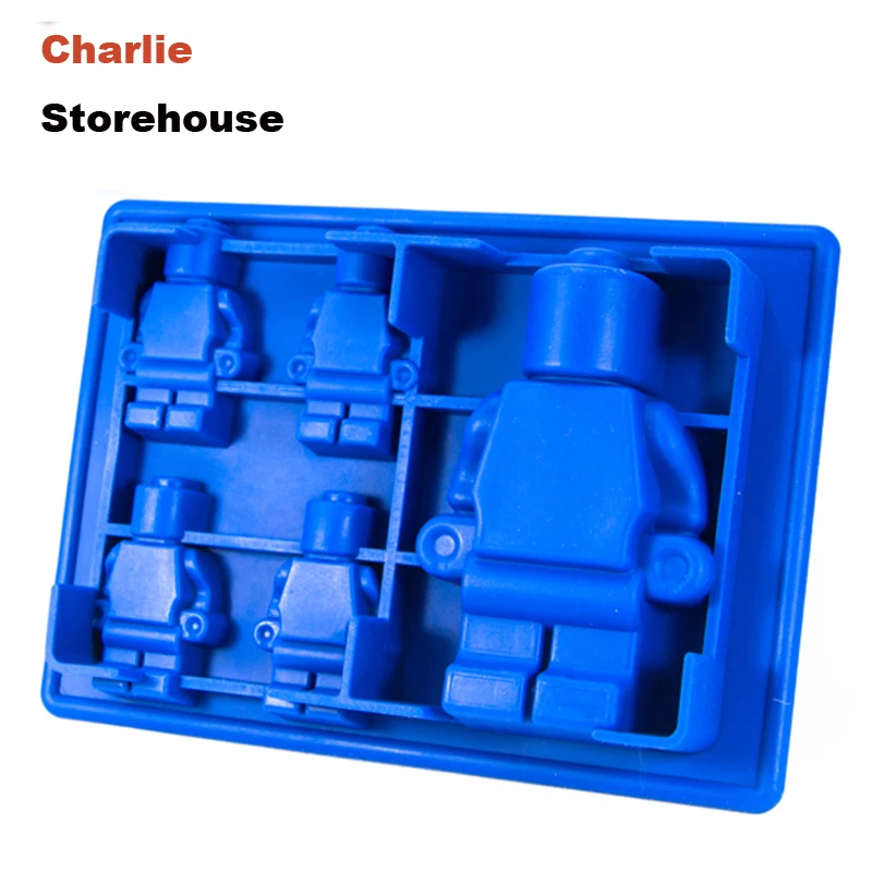 Cake Mold 5 Holes 1PC Lego Robot Silicone Cake Mould DIY Cartoon ...