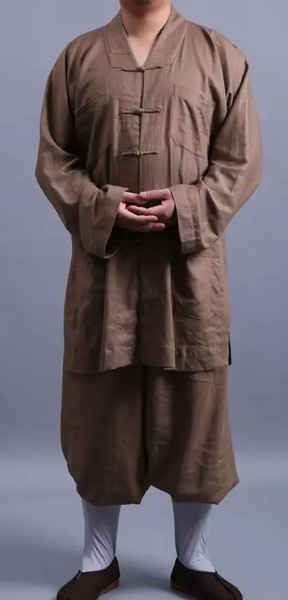 UNISEX khaki linen&cotton Buddhism clothing sets buddhist Monk suits ...