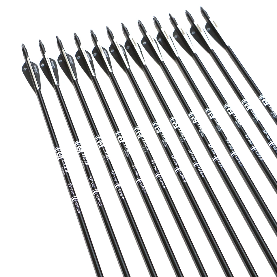24pcs 30inch Fiberglass Hunting Arrows Archery Spine 500 With Black ...