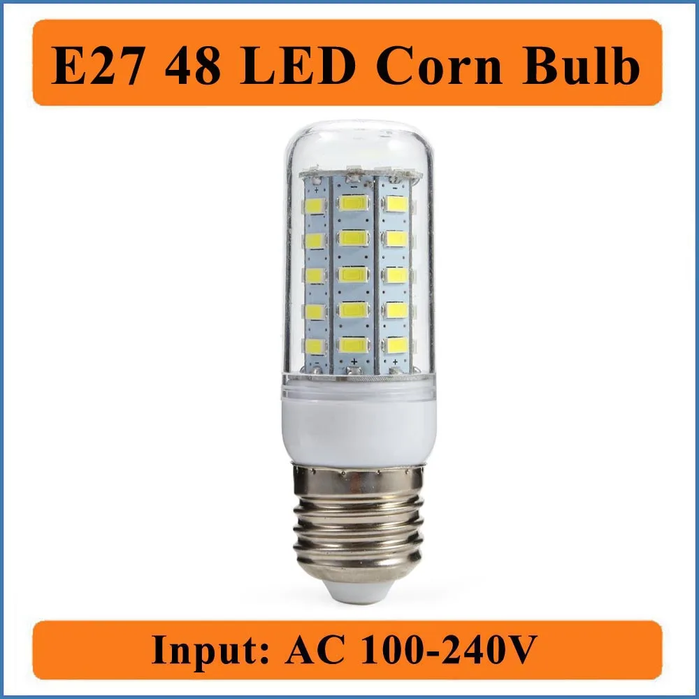 E27 48 LEDs Corn Bulbs Light Input AC100 240V 48 Led Bulb Lamp Corn LED ...