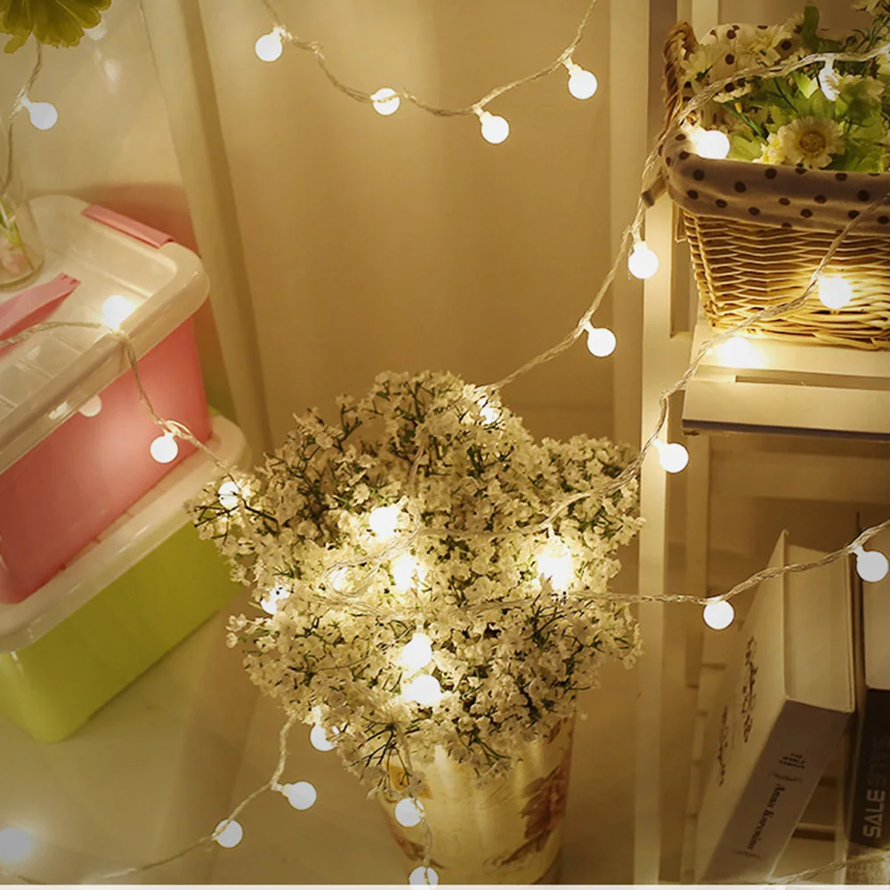 Fresh Round Ball LED String Lights RGB Copper Battery Waterproof ...