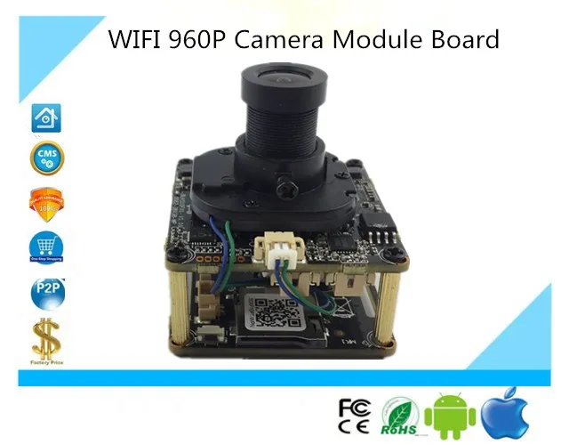 WIFI Wireless AP IP HD Camera Module Board with M12 Lens 960P 1280*960 ...
