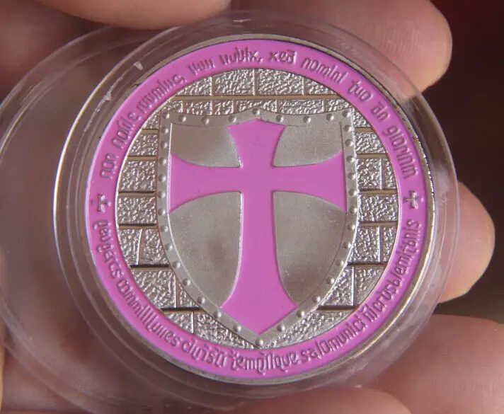Knight pink silvery 1pcs commemorative coin silvery Plated Physical ...