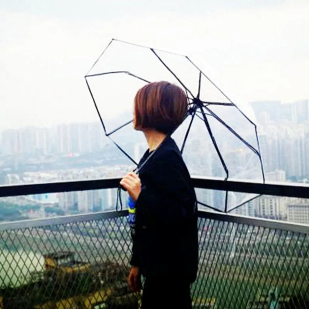 Компактный Зонт-автомат три складные прозрачные ветрозащитные зонты для ...