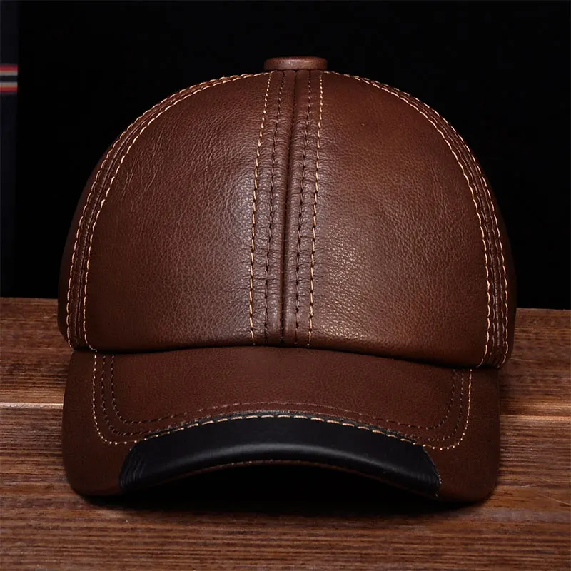 HL100 Aorice Brand new real cow skin leather baseball caps hats Men's ...