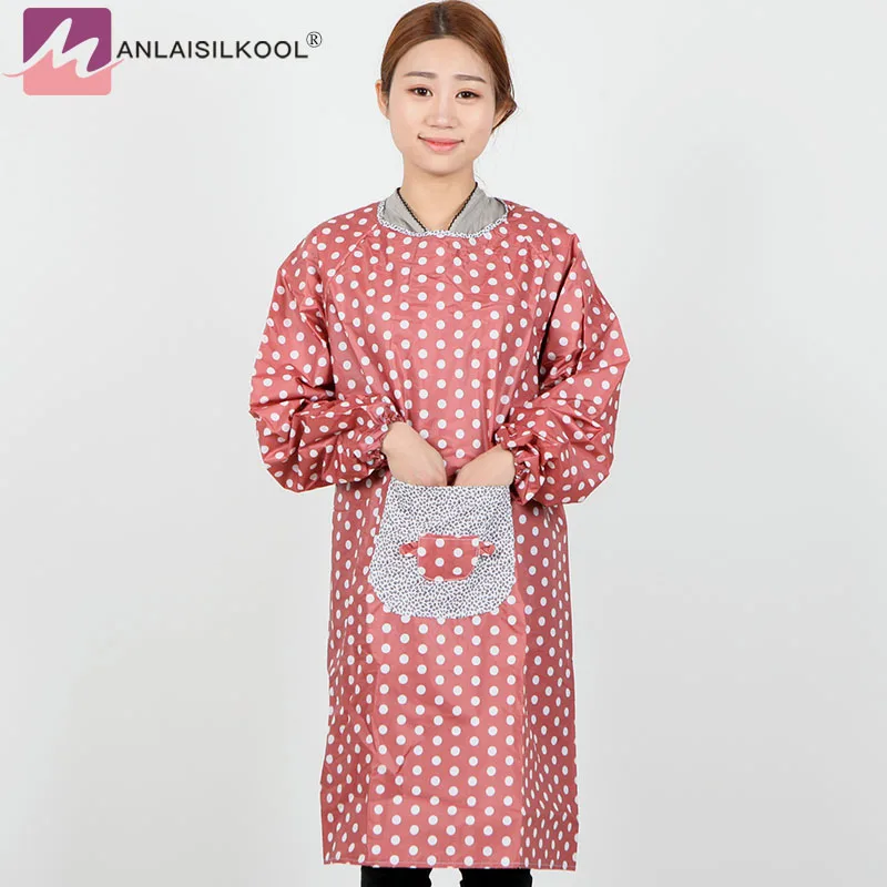 Korean Long Sleeved Waterproof Kitchen Apron Adult Aprons Waterproof ...