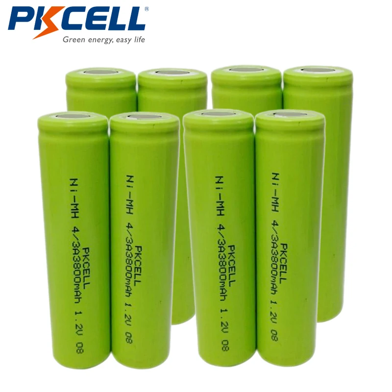 Pkcell 充電式バッテリー,4/3a,nimh,18670 17670 3800mah,1.2v,日曜大工用,8個|充電池 ...
