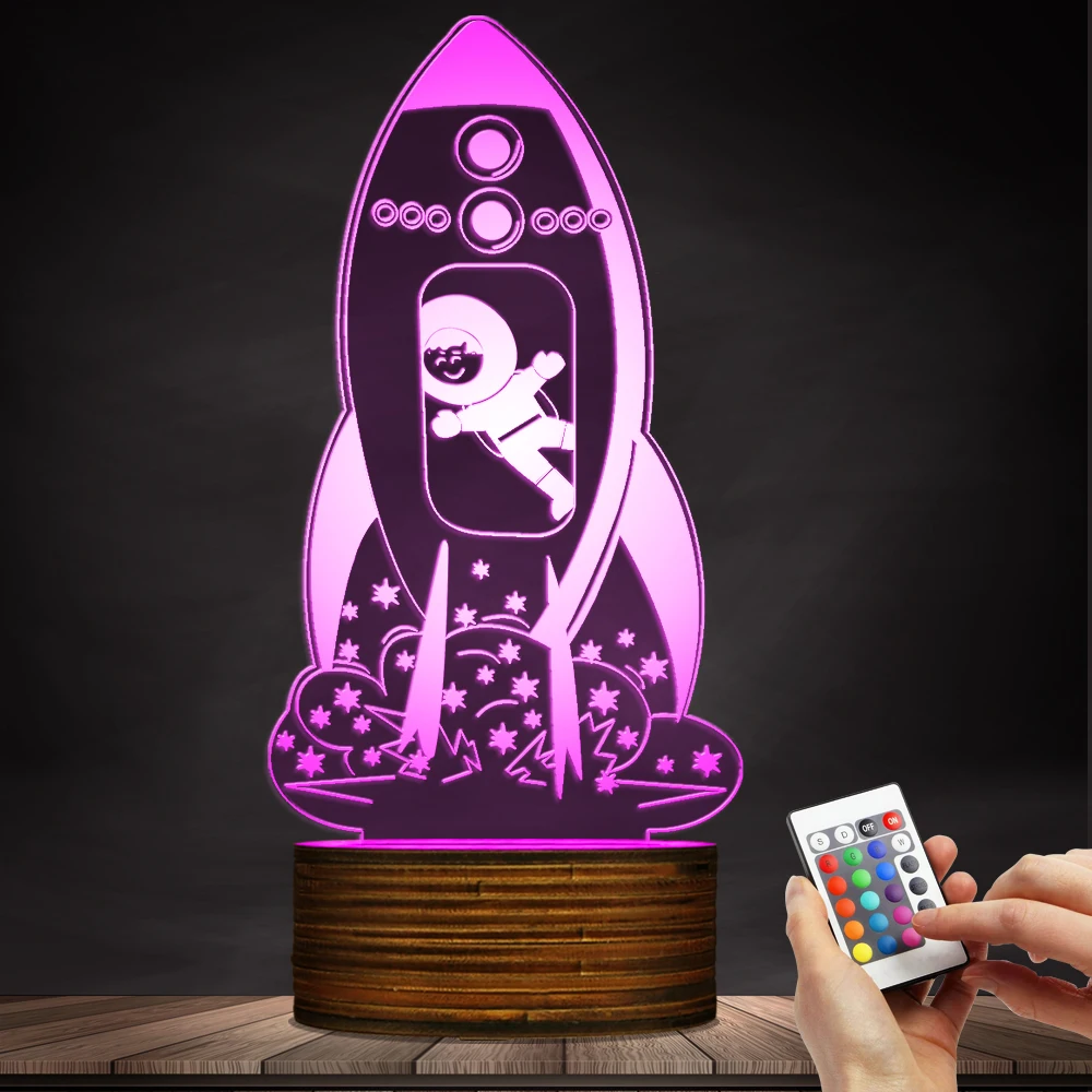 1Piece Bedtime Children's Night Light Rocket And Spaceman LED Desk Lamp ...